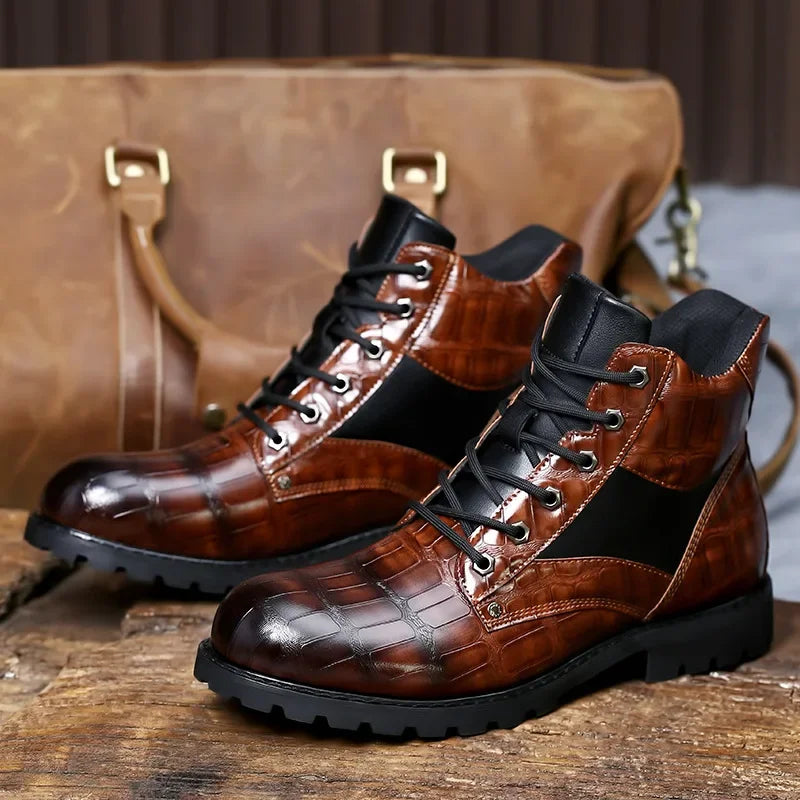 Isaac™ - Stylish Crocodile Leather Chelsea Boots – Alexander & June
